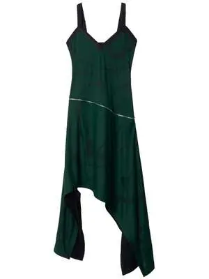 Burberry Shield Hardware Asymmetric Midi Dress - Green