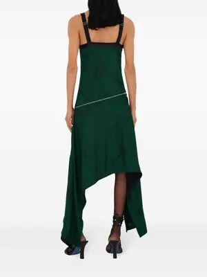 Burberry Shield Hardware Asymmetric Midi Dress - Green