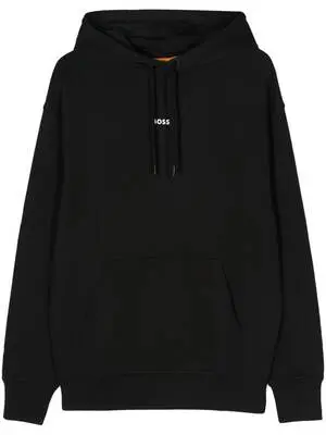 BOSS Cotton-terry Hoodie With Logo Print - Black