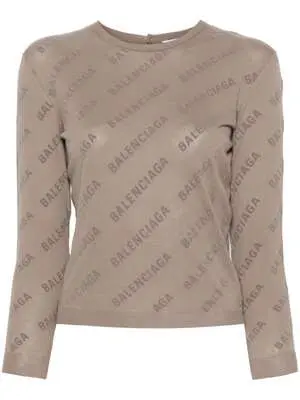Balenciaga Flocked Logo Cotton Jumper