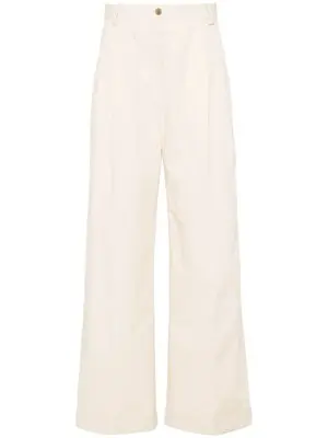 Maison Kitsuné Logo-embroidered Pleated Trousers