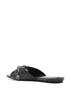Balenciaga Cagole Leather Sandals - Black