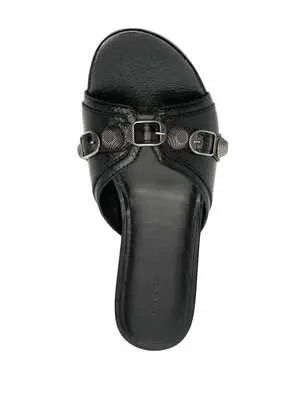 Balenciaga Cagole Leather Sandals - Black