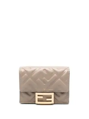 Fendi Baguette Ff-embossed Tri-fold Wallet - Grey