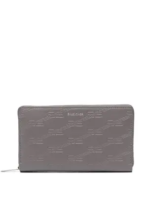 Balenciaga Embossed-logo Leather Wallet - Grey