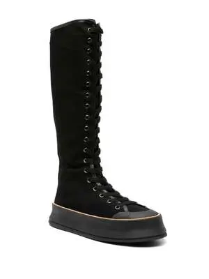 Max Mara Lace-up Canvas Knee-high Boots