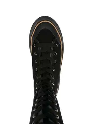 Max Mara Lace-up Canvas Knee-high Boots