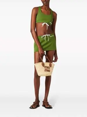 Miu Miu Woven Raffia Tote Bag With Braided Handles