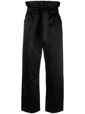 Max Mara High-waisted Belted Satin Trousers