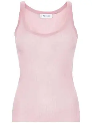 Max Mara Fine-ribbed Semi-sheer Top - Pink
