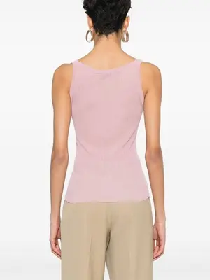 Max Mara Fine-ribbed Semi-sheer Top - Pink