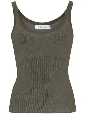 Max Mara Bastia Ribbed Silk Top - Green