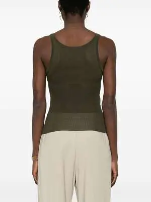 Max Mara Bastia Ribbed Silk Top - Green