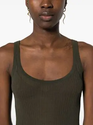 Max Mara Bastia Ribbed Silk Top - Green