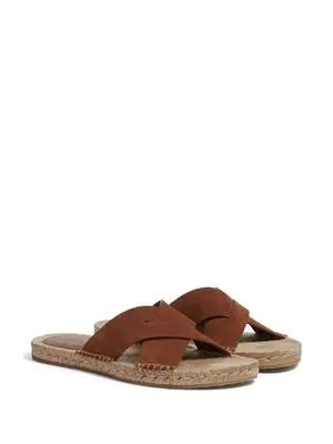 Zegna Crossover Strap Suede Sandals - Brown