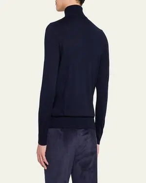 Gabriela Hearst Jermaine Merino Wool Knit Turtleneck Sweater - Navy