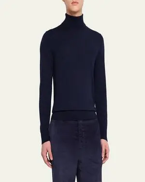 Gabriela Hearst Jermaine Merino Wool Knit Turtleneck Sweater - Navy