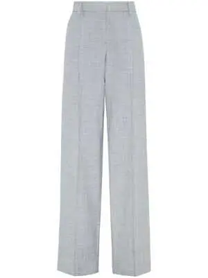 Brunello Cucinelli Pleated Wide-leg Trousers - Grey