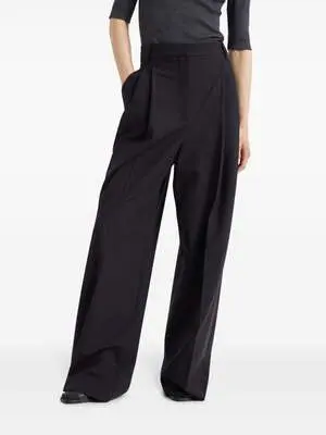 Brunello Cucinelli Pleated Wide-leg Trousers - Black
