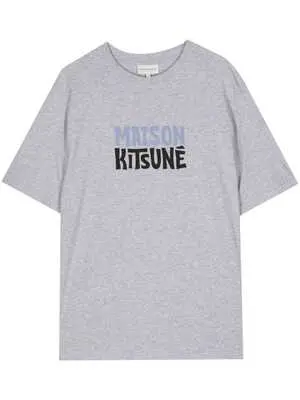 Maison Kitsuné Logo-print Cotton T-shirt - Grey