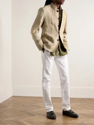 ジャケット・アウター MASSIMO ALBA GSTAAD JACKET Massimo Alba Gstaad Nehru-Collar Linen-Canvas Jacket In Neutrals