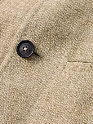 Massimo Alba Gstaad Nehru-Collar Linen-Canvas Jacket In Neutrals
