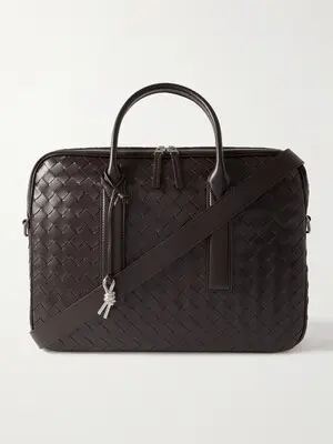 Bottega Veneta Intrecciato Leather Briefcase - Brown