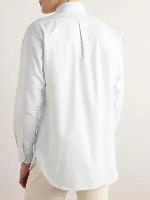 DRAKE'S Button-down Collar Striped Cotton Oxford Shirt