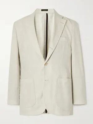 Rubinacci Herringbone Wool, Silk And Linen-blend Suit Jacket