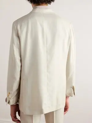 Rubinacci Herringbone Wool, Silk And Linen-blend Suit Jacket