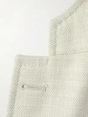 Rubinacci Herringbone Wool, Silk And Linen-blend Suit Jacket