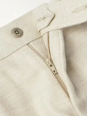 Rubinacci Luca Tapered Herringbone Linen Trousers
