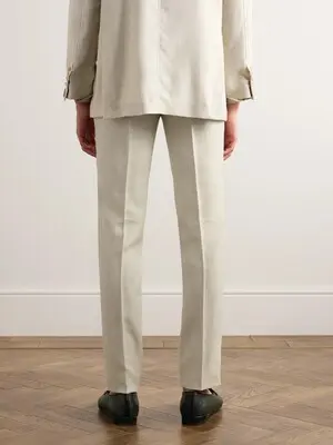 Rubinacci Luca Tapered Herringbone Linen Trousers