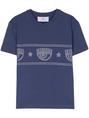 CHIARA FERRAGNI Logomania Studded T-shirt - Blue