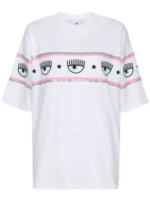 CHIARA FERRAGNI Eyelike Glittered T-shirt - White