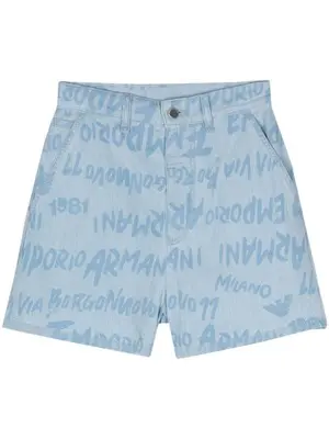 Emporio Armani Logo-print Chambray Shorts