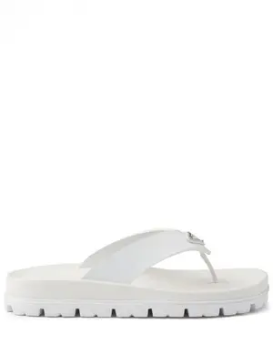 Prada Triangle-logo Flip Flops - White