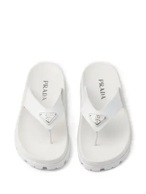 Prada Triangle-logo Flip Flops - White
