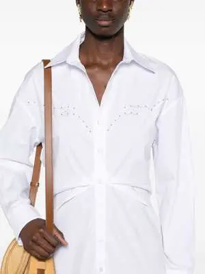 Pinko Eyelet-detail Cotton Shirtdress