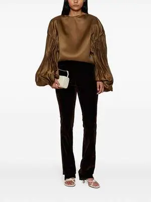 Khaite Quico Pleat-detail Blouse - Brown
