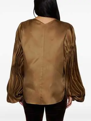 Khaite Quico Pleat-detail Blouse - Brown