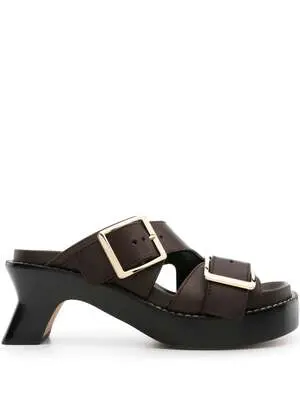 Loewe 70mm Buckled Leather Mules - Brown
