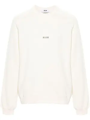 MSGM Logo-print Cotton Sweatshirt - Neutrals