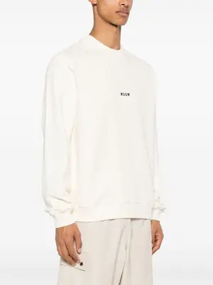 MSGM Logo-print Cotton Sweatshirt - Neutrals