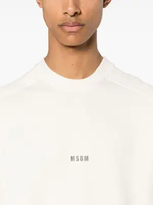 MSGM Logo-print Cotton Sweatshirt - Neutrals