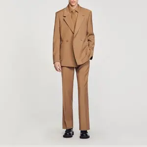 Sandro Double-breasted Suit Jacket - Camel