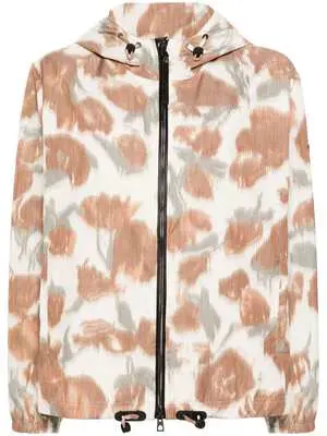 Moncler Cardabelle Printed Hooded Jacket - Neutrals