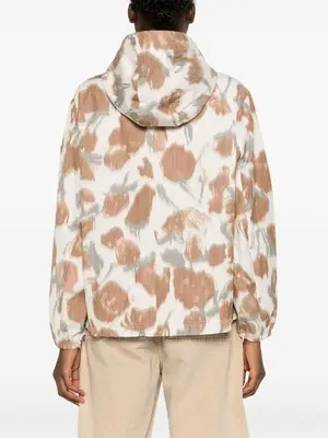 Moncler Cardabelle Printed Hooded Jacket - Neutrals