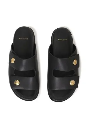 ANINE BING SALE Ella Leather Slides - Black