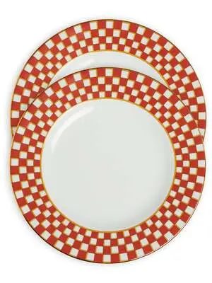 La DoubleJ Geometric-print Porcelain Dinner Plate (set Of Two) Orange